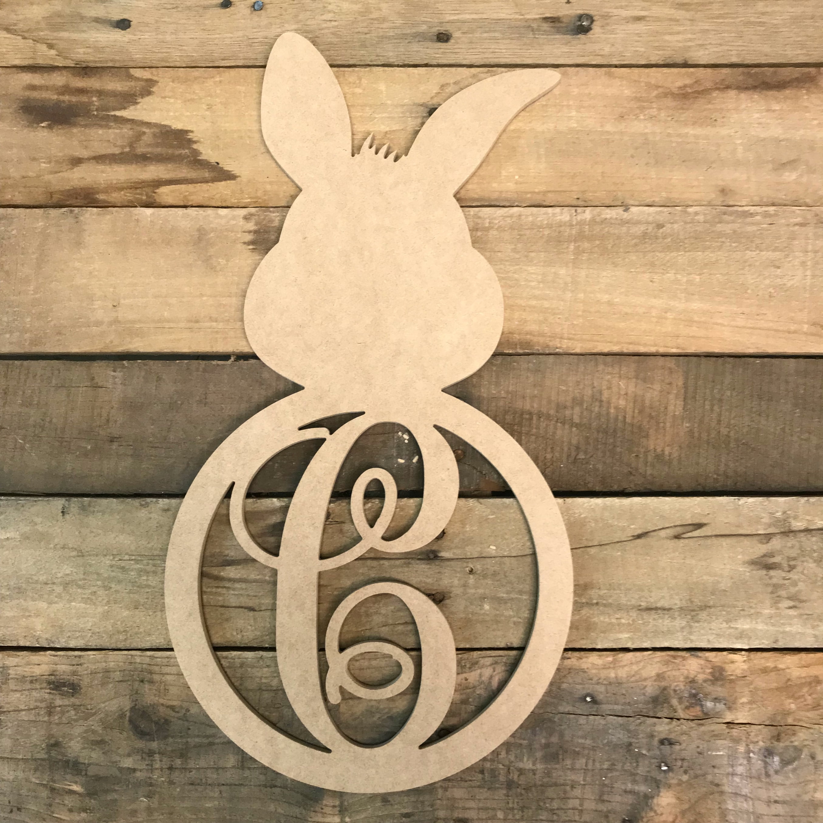 Wooden Easter Bunny Cursive Monogram 18" C, Unfinished Letters, Build-A ...