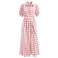 Gingham Summer Dresses for Women Classic Fit Button Down Short Sleeve ...