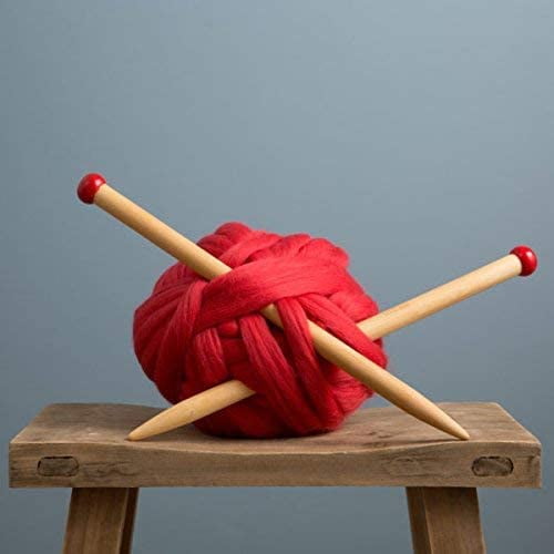 12" Yarn Knitting Needles - Steam Beech Wood - Knobby Style Color Head ...