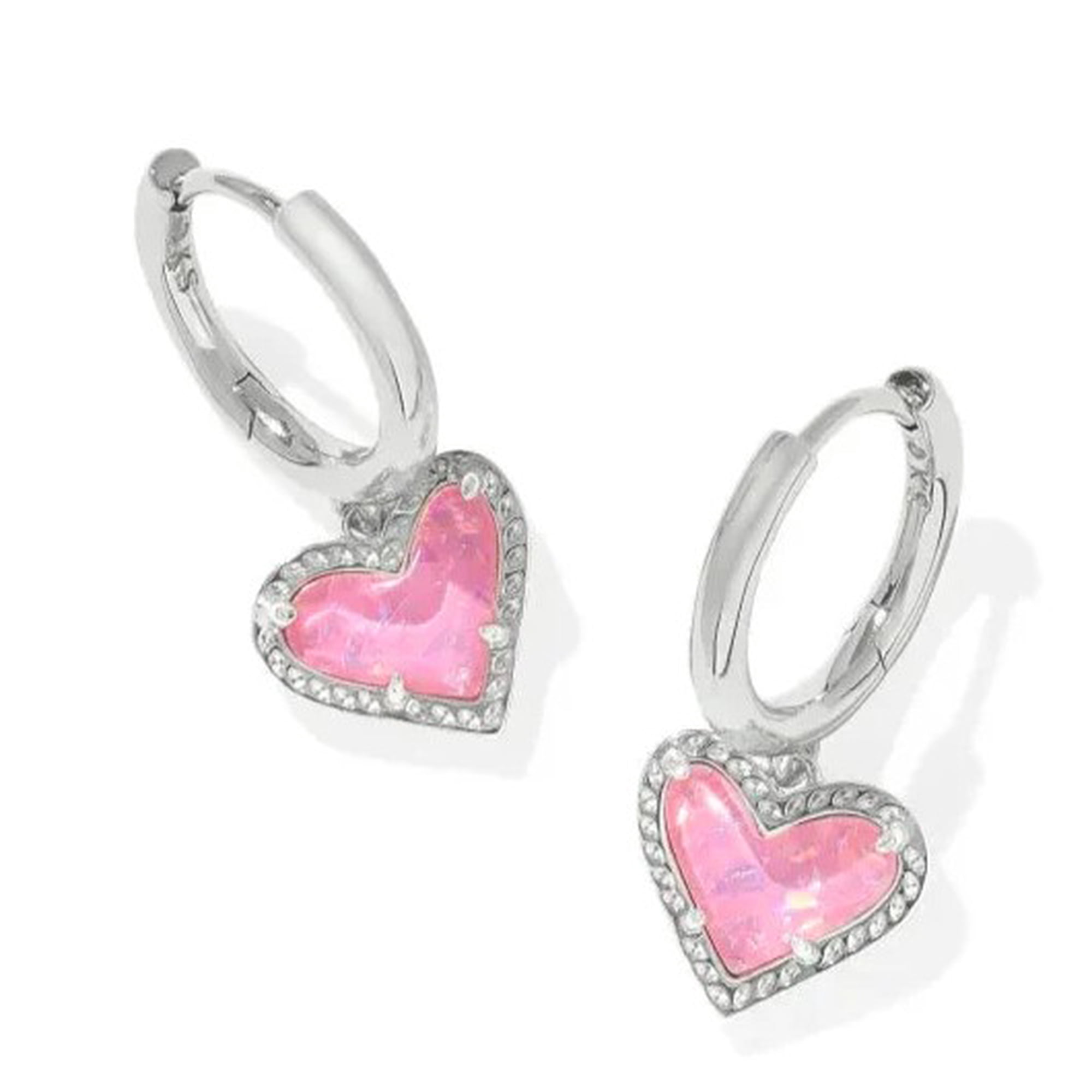 Click here for Kendra Scott Ari Heart Silver Huggie Earrings In P... prices