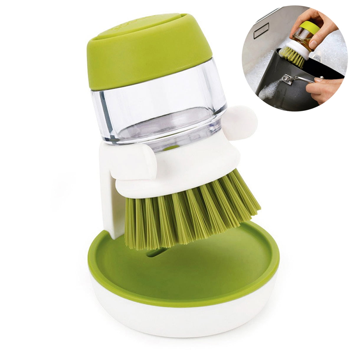 Dish Brush with Soap Dispenser - Soap Dispensing Palm Brush for ...