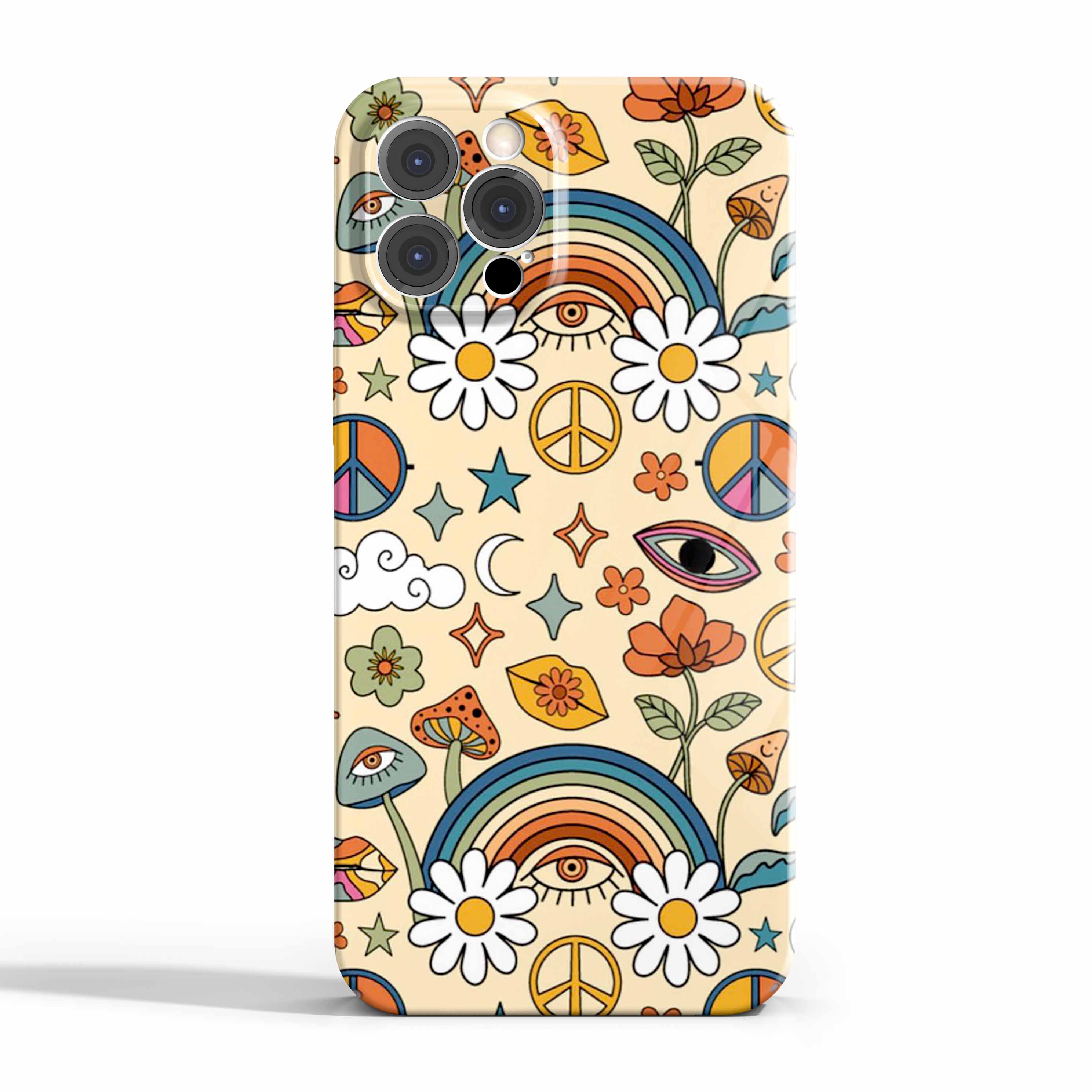 Retro Flowers Mushroom Case for iPhone 13 Pro,Aesthetic Art Design Full Cover Protective Case ...