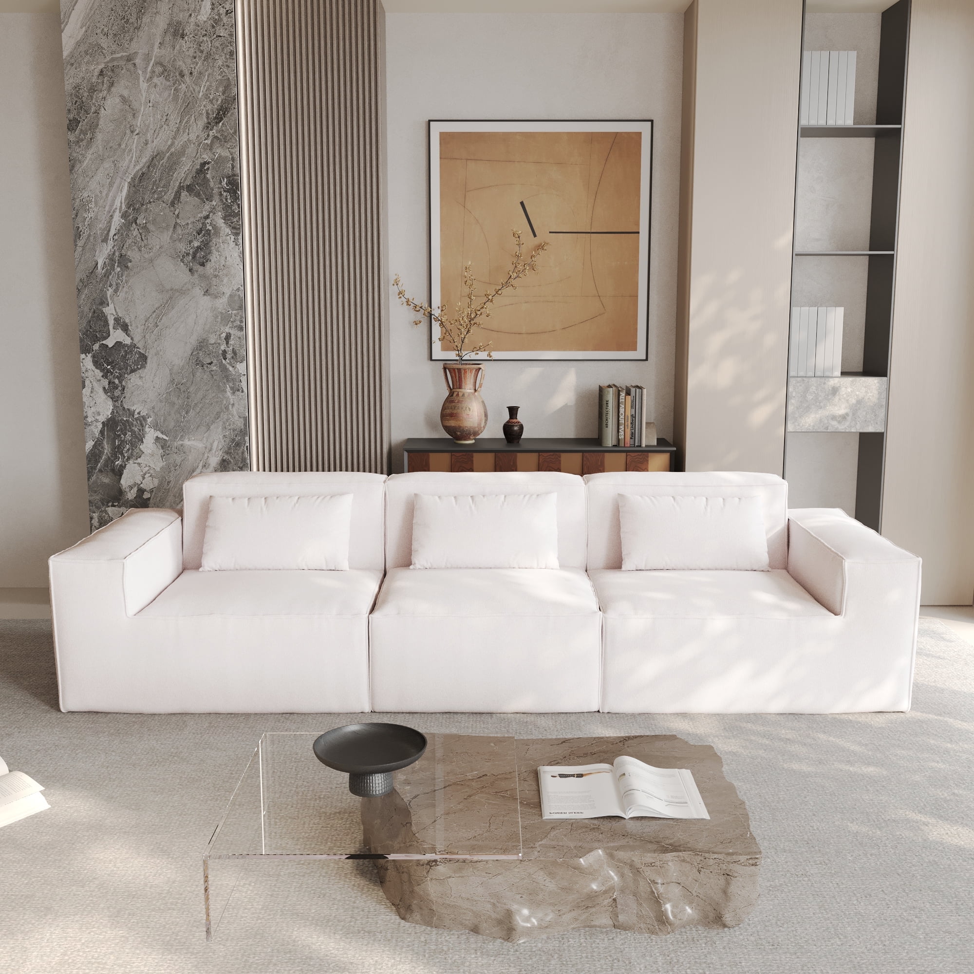 Sodrens 118.12" Modern Modular Sectional Sofa,Corduroy Couch with ...