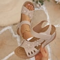 Beige Womens Chunky Platform Wedge Heel Sandals With Open Toe ...