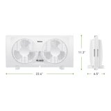 Holmes 9" Twin Blade Manual Window Fan, 2 Speeds, Reversible Airflow, 2 ...