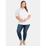 Terra & Sky Women's Plus Size Camp Shirt with Short Sleeves, Relaxed ...