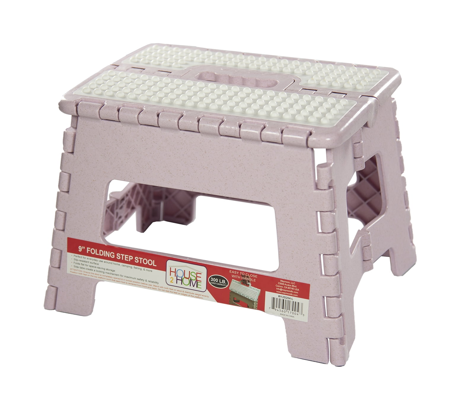 House 2 Home, 8.5" Plastic One Step Folding Step Stool, Lilac and White ...