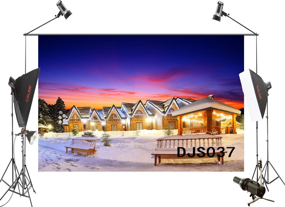 7x5ft Xmas Snow House Christmas Photography Backdrop Studio Background ...