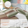 Brown Green Striped Comforter Set Queen Size, Modern Vintage Wood ...