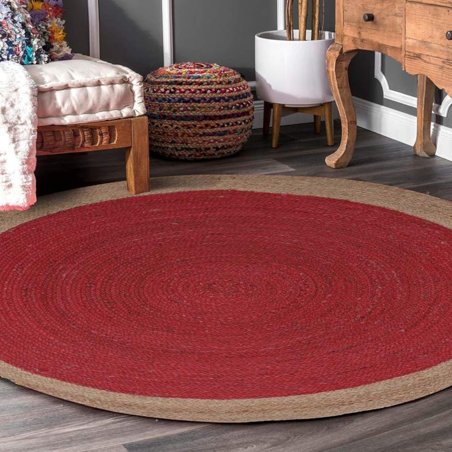Gahilot International Wynn Braided Indoor/Outdoor Area Rug, 4' Round ...