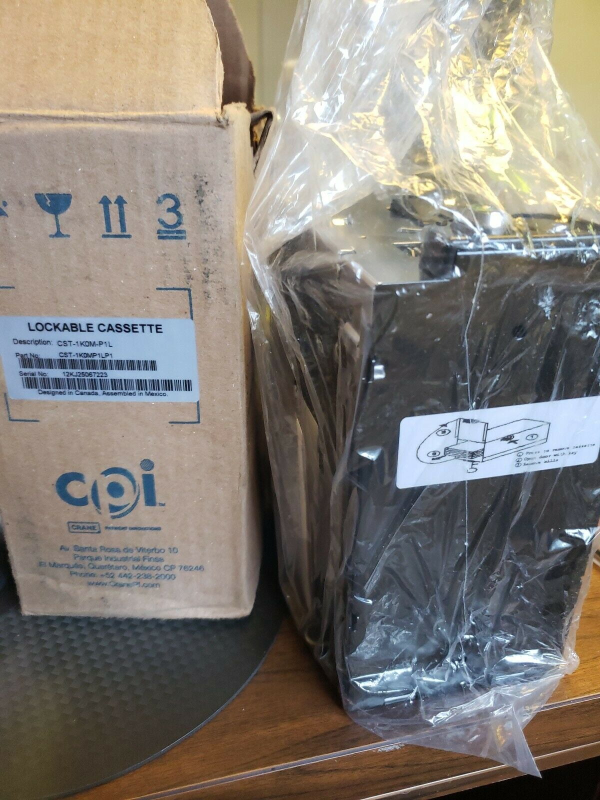 CRANE CPI CASHCODE MSM LOCKABLE CASSETTE WITH 2 KEYS CST-1K0M-P1L, CST ...