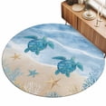 Blue Ocean Wave Sea Turtle Round Rug 5ft Seaside Starfish Coral ...