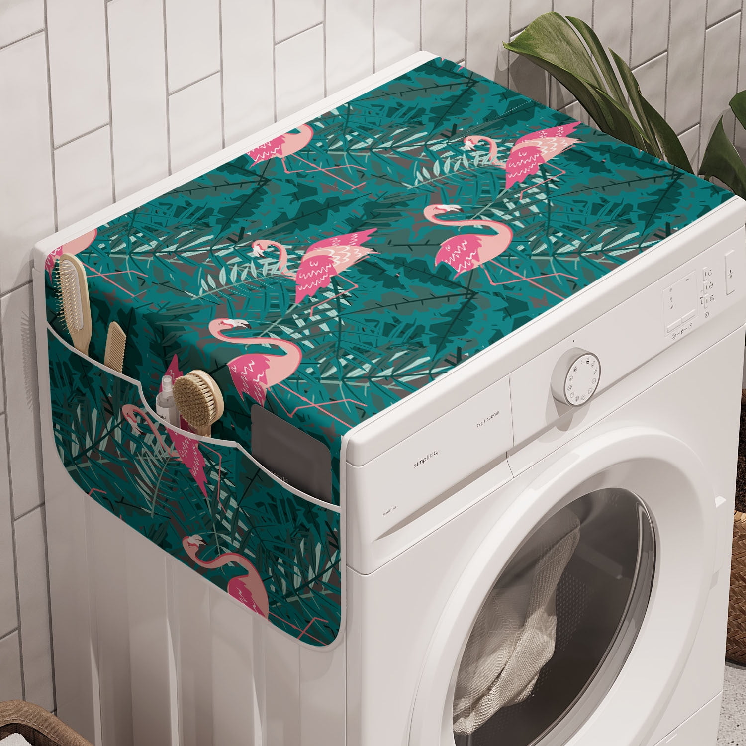 Flamingo Washing Machine Organizer, Repeating Exotic Pattern of Tropic ...