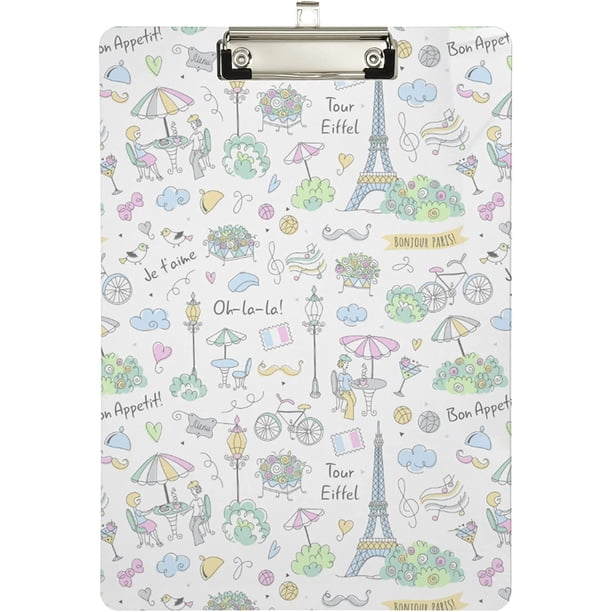 FMSHPON French Symbols Romantic Paris Clipboard Hardboard Wood Nursing ...