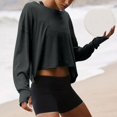 Aellinatey Open Back Workout Tops for Women Long Sleeve Cropped ...
