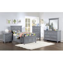 Contemporary Gray Color 4pc Bedroom Set Queen Size Bed Dresser Mirror ...