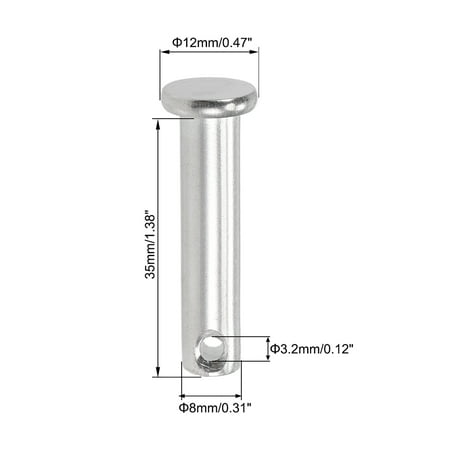 Single Hole Clevis Pins - 8mm x 35mm Flat Head 304 Stainless Steel Link ...