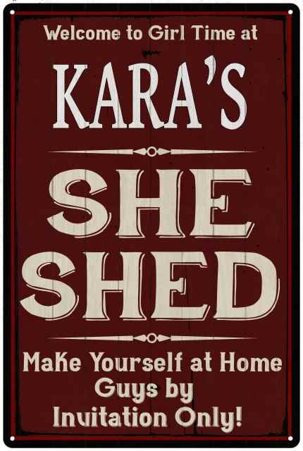 KARA'S She Shed Red Sign Lady Cave Sign 16 x 24 Matte Finish Metal ...