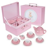 Jewelkeeper Porcelain Tea Set for Little Girls, Pink Polka Dot, 13 ...