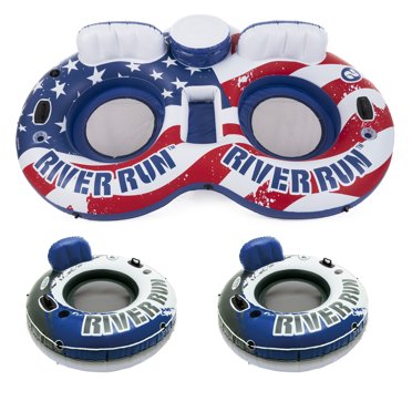 Intex 2-Pack River Run Floating Tube, Double Lounge Large & 2-Person ...