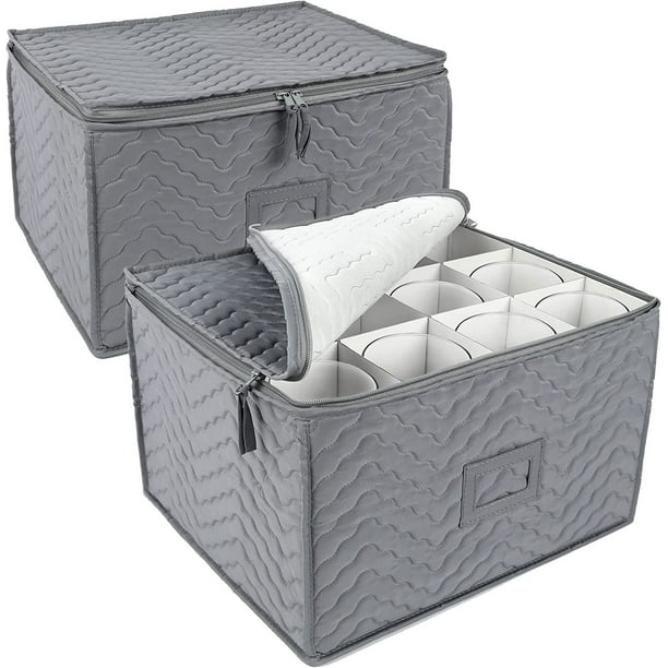 Lotfancy 2pcs Stemware Storage Containers For 24 Wine Glasses Deluxe