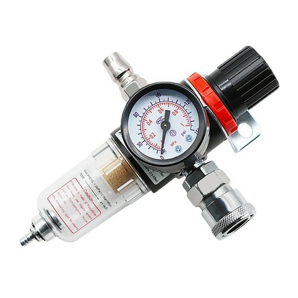 1/4in Compressed Air Pressure Filter Regulator Water Oil Separator with ...