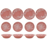 The Pioneer Woman Daisy 12-Piece Bamboo Melamine Dinnerware Set Pink ...