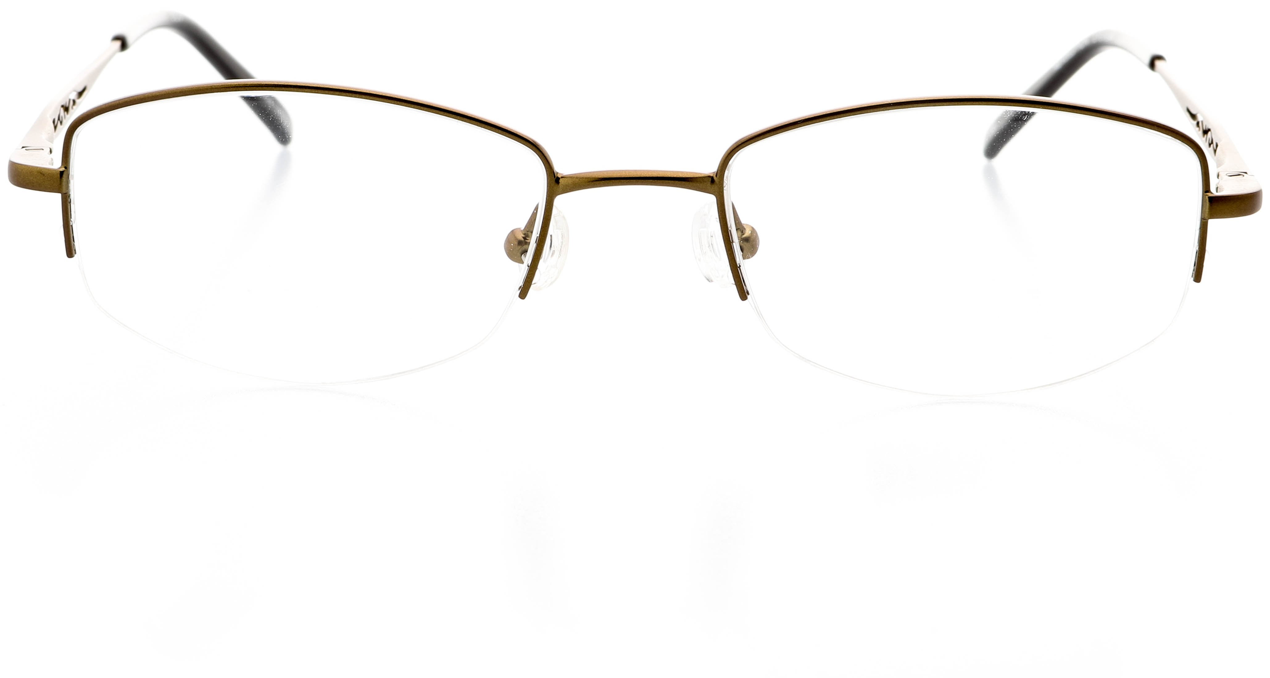 Womens Optical Eyewear - Rectangle Shape, Metal Half Rim, Olive ...