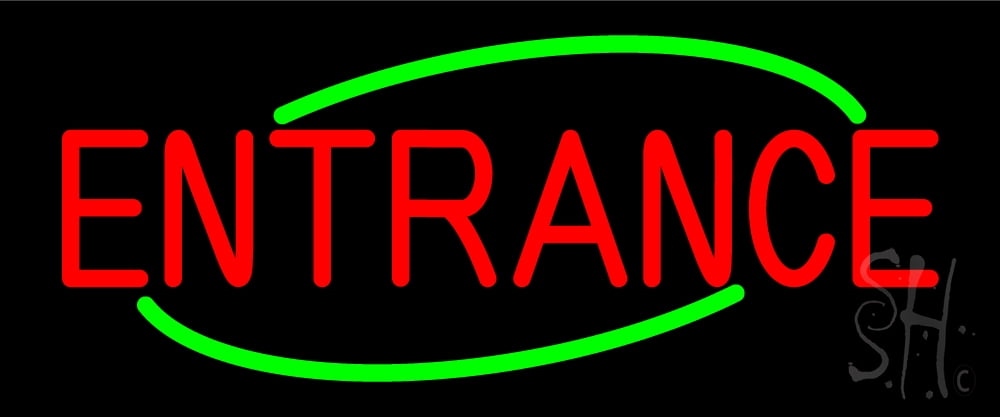 Entrance LED Neon Sign 10 x 24 - inches, Clear Edge Cut Acrylic Backing ...