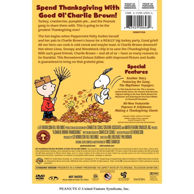 A Charlie Brown Thanksgiving Dvd Cover