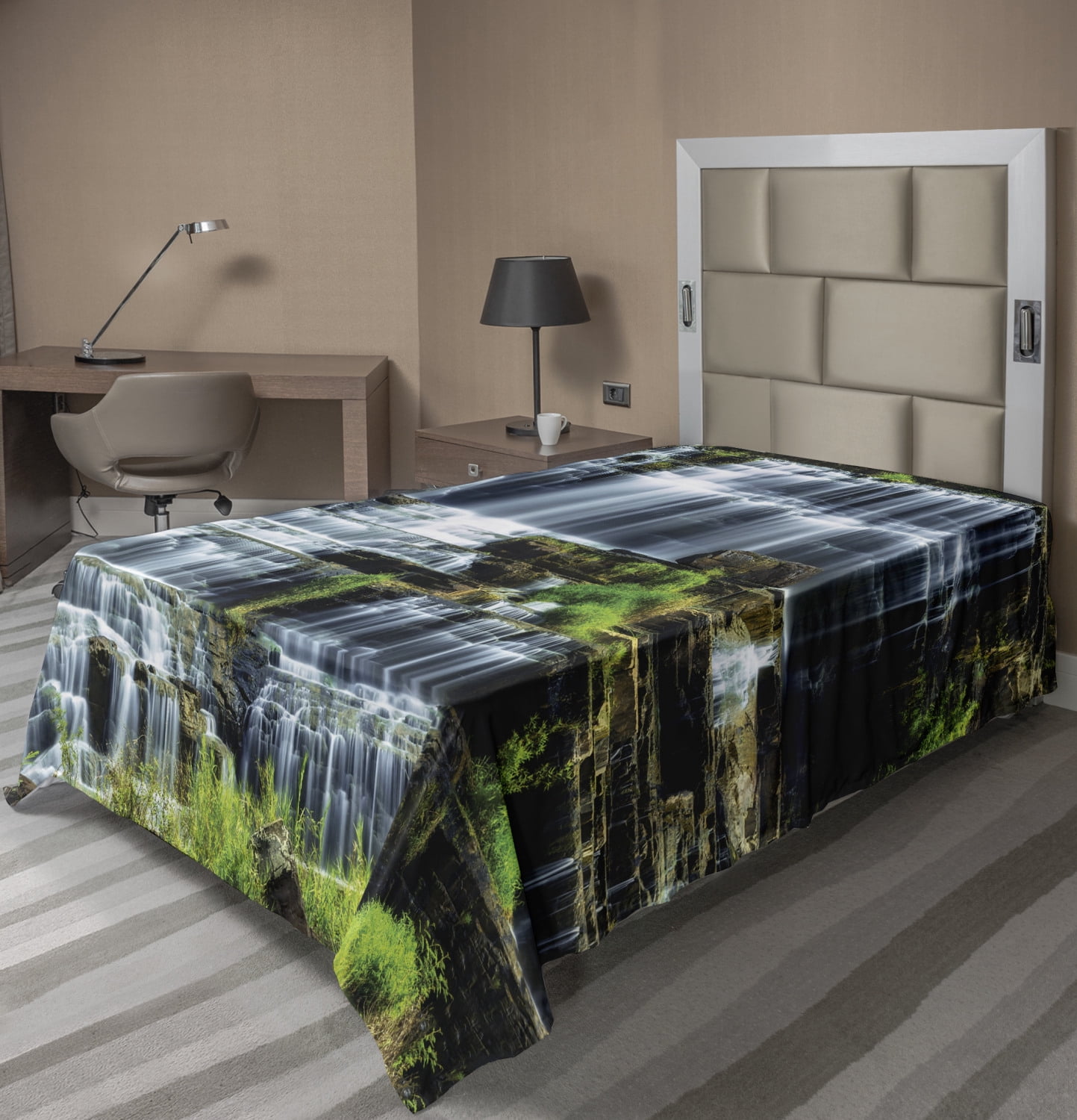 Rainforest Flat Sheet, Waterfall in the Middle of Tropical Jungle ...