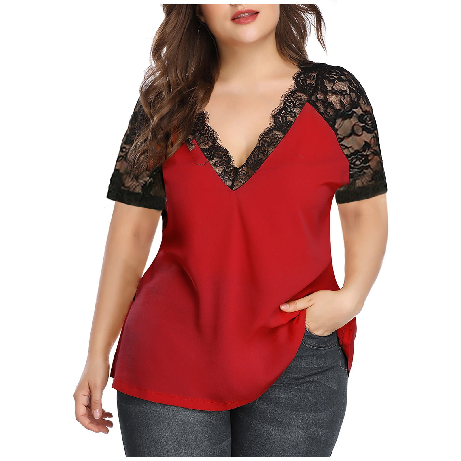 Red Plus Size Blouses