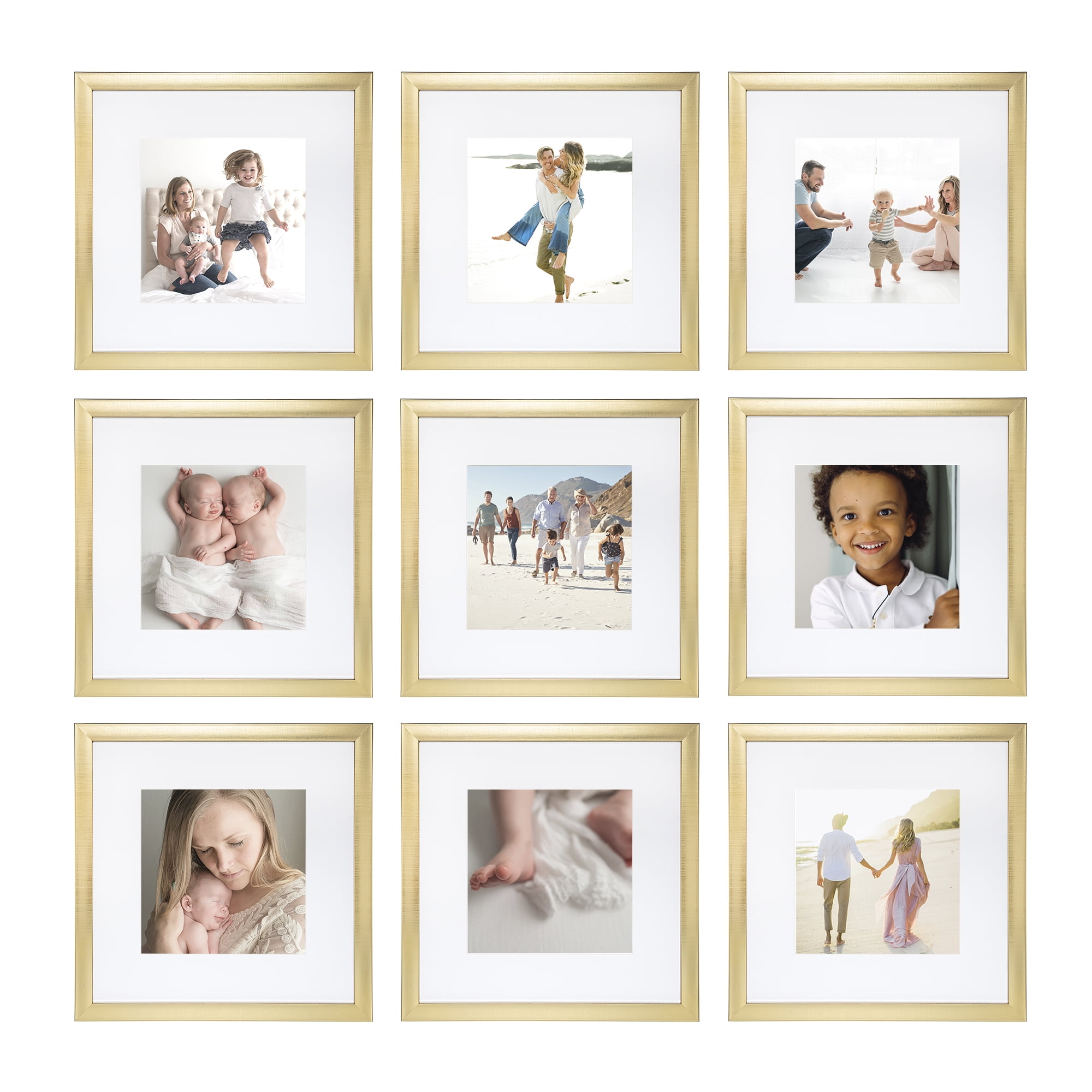 Sheffield Home 9 Piece Gallery Wall Frame Set, 12x12 in. Matted to 8x8 ...
