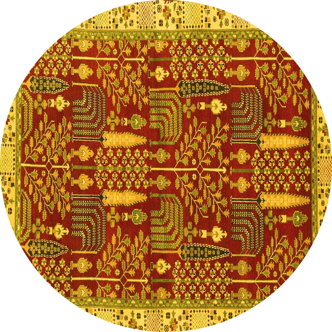 Ahgly Company Indoor Round Abstract Yellow Modern Area Rugs, 8' Round ...