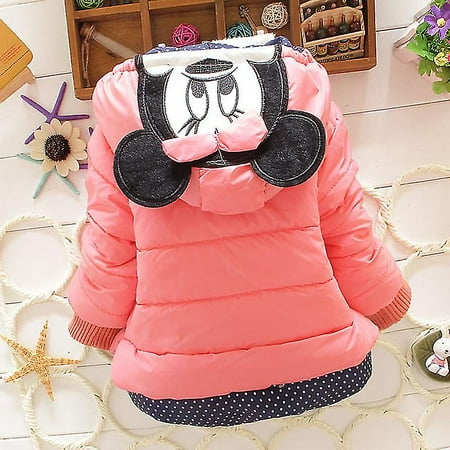 Toddler Girls Minnie Mouse Hooded Puffer Jacket Winter Fleece Lined ...