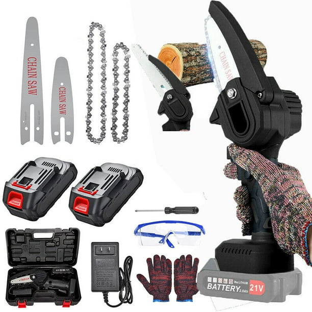 Mini Chainsaw 6-Inch with 2 Battery, Cordless Power Chain Saws ...