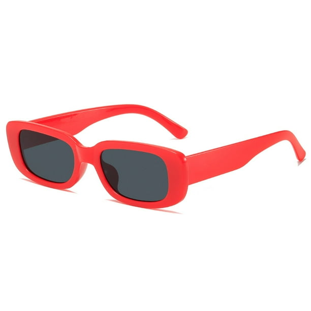Red Frame with Gray Glitter-Long Keeper Rectangular Sunglasses UV385 Protection Retro Driving ...
