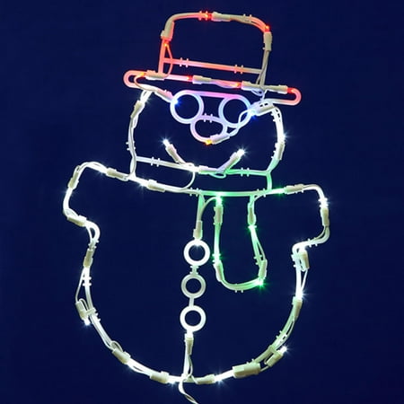 17" Lighted LED Smiling Snowman Christmas Window Silhouette Decoration ...