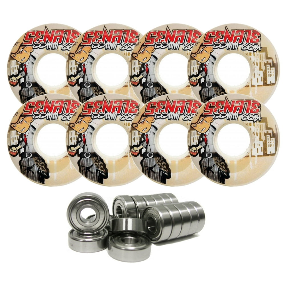 SENATE Aggressive Wheels SINNER 8-PACK WITH BEARINGS 55MM 88A NATURAL ...