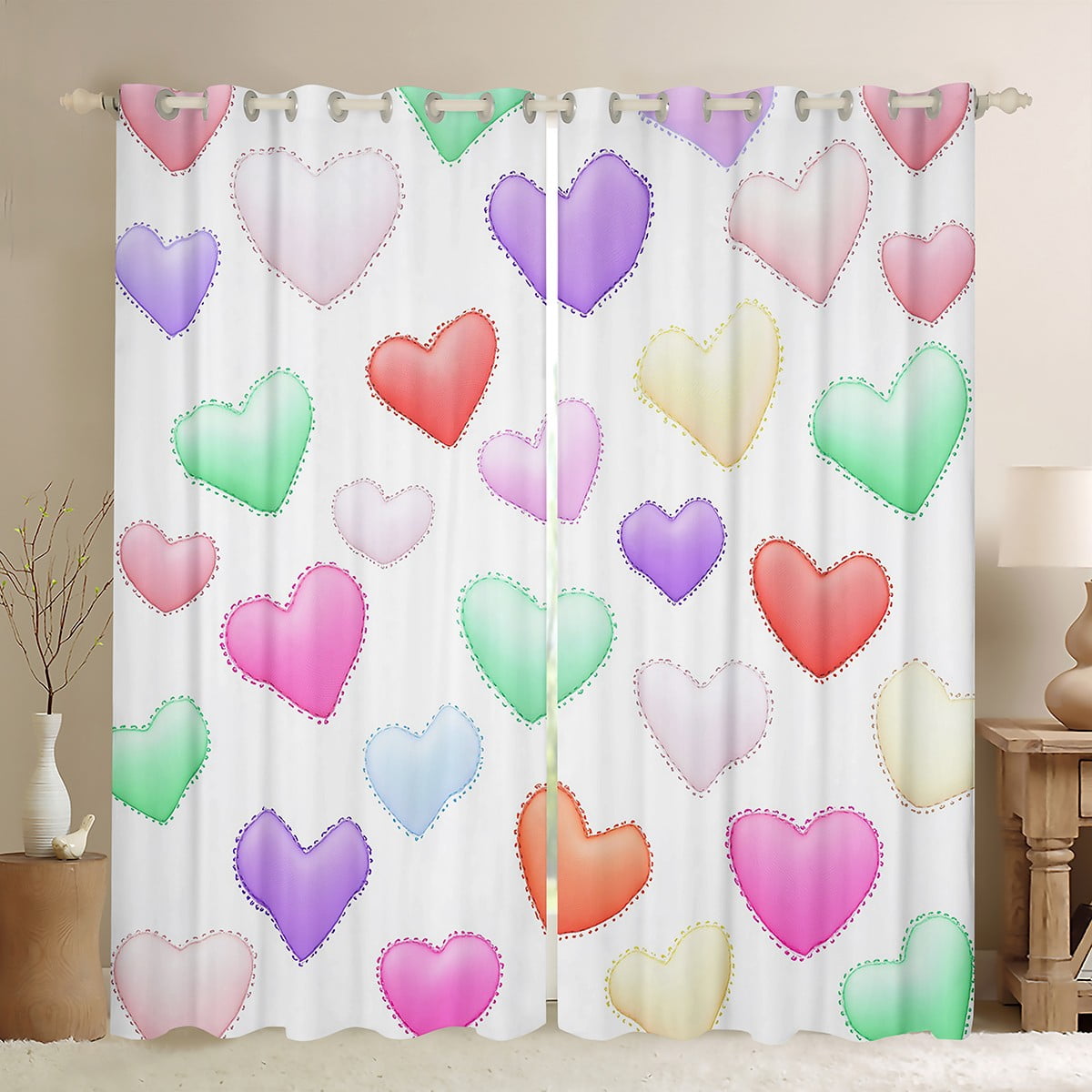 Click here for Erosebridal Love Heart Curtains Pack Of 2 (42wx63l... prices