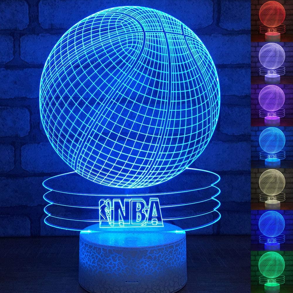 YSITIAN Basketball 3D Optical Illusion Acrylic Night Light Touch Switch ...
