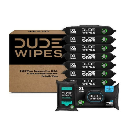 DUDE Wipes XL Flushable Wipes for Adults, 6 Dispenser Packs, Septic ...