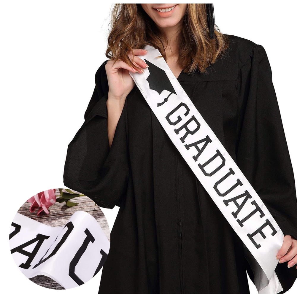 Travelwant Graduate Sash White Satin with Black Fonts for Commencement ...