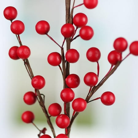 Package of 24 Rich Red Artificial Berry Stems - Walmart.com - Walmart.com