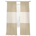 Farm Khaki Vintage Brown Color Block Striped Sheer Curtains 2 Panels ...