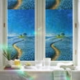 Blue Cottage Window Privacy Film, Blue Tree Blue Field Path Landscape ...