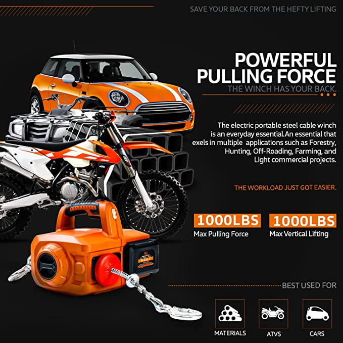 Buy SuperHandy Electric Portable Winch Hoist Crane Lift Brushless Motor ...