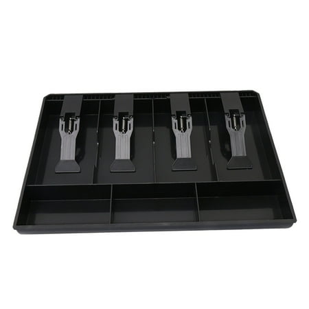Cash Coin Register Money Drawer Storage Box W/4 Bill 3 Coin Trays Black ...