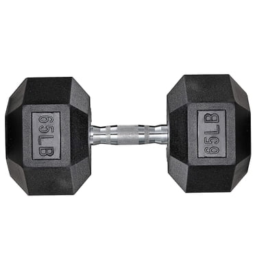 CAP 150 lb Coated Rubber Hex Dumbbell Weight Set with A-Frame Rack ...