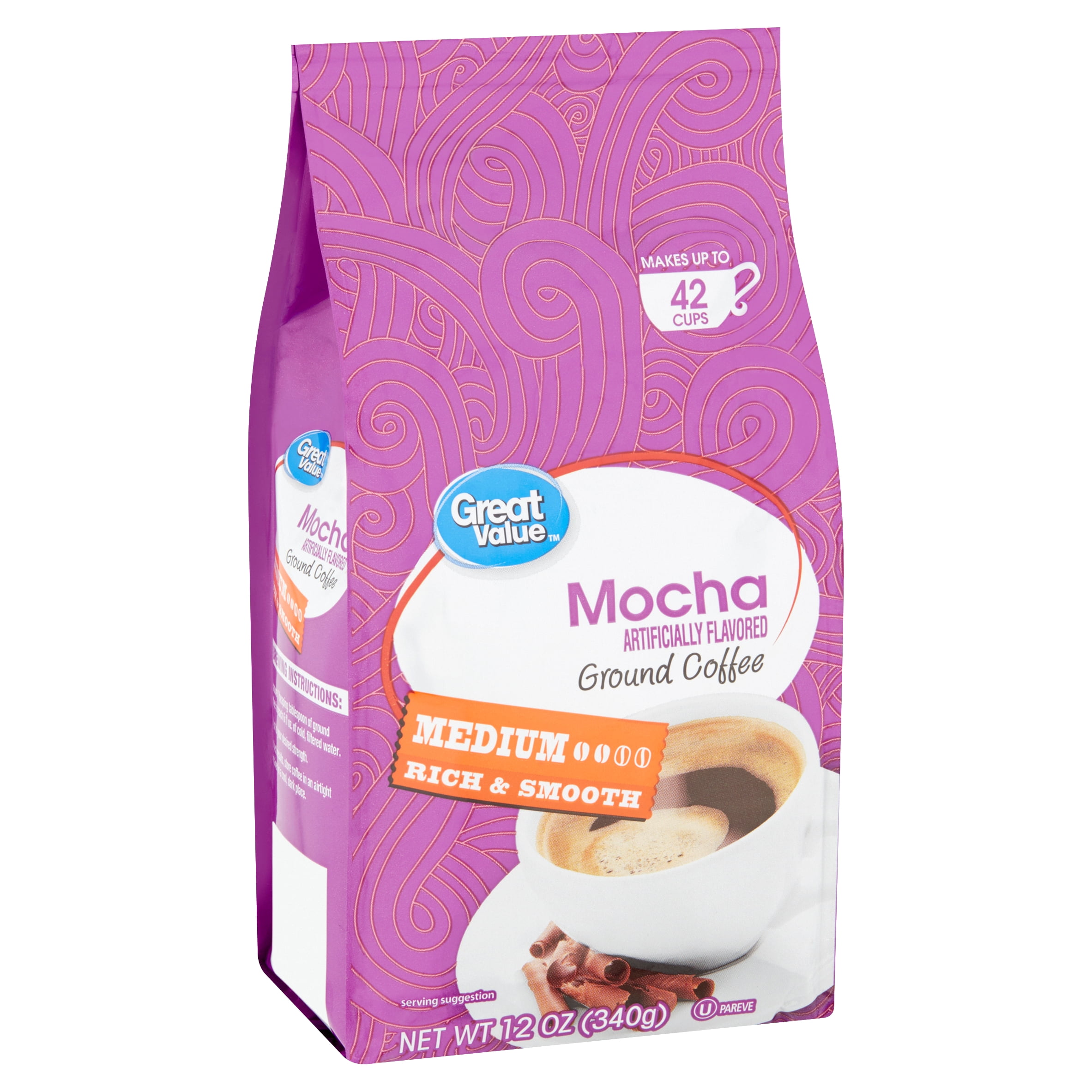 Great Value Mocha Medium Roast Ground Coffee, 12 Oz, Bag - Walmart.com